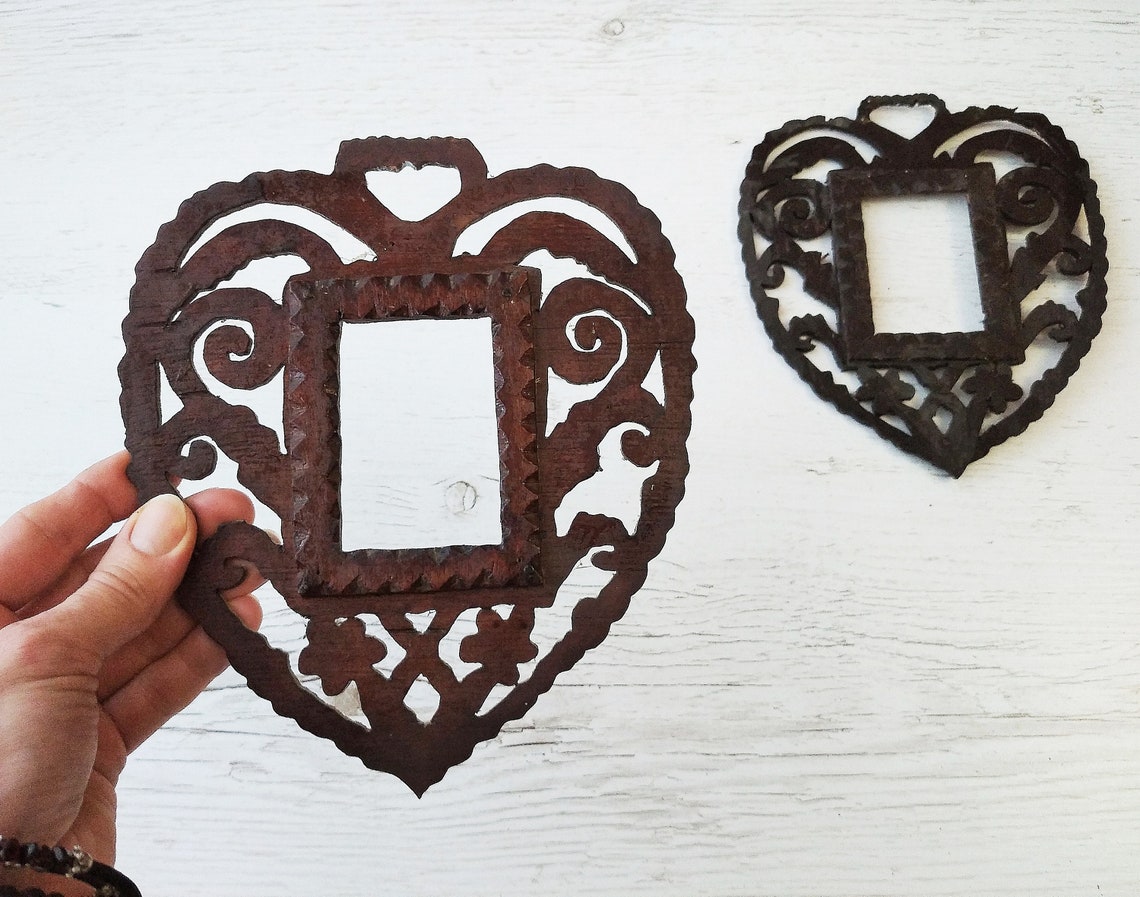 Antique Wood Frame Primitive Photo Frames Hand Carved Rustic Photo ...