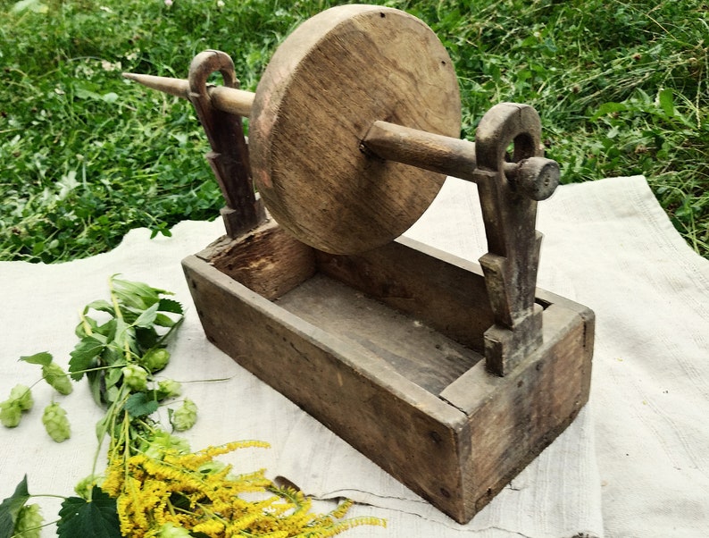 Antique spinning wheel Primitive antique wooden tool Rustic | Etsy