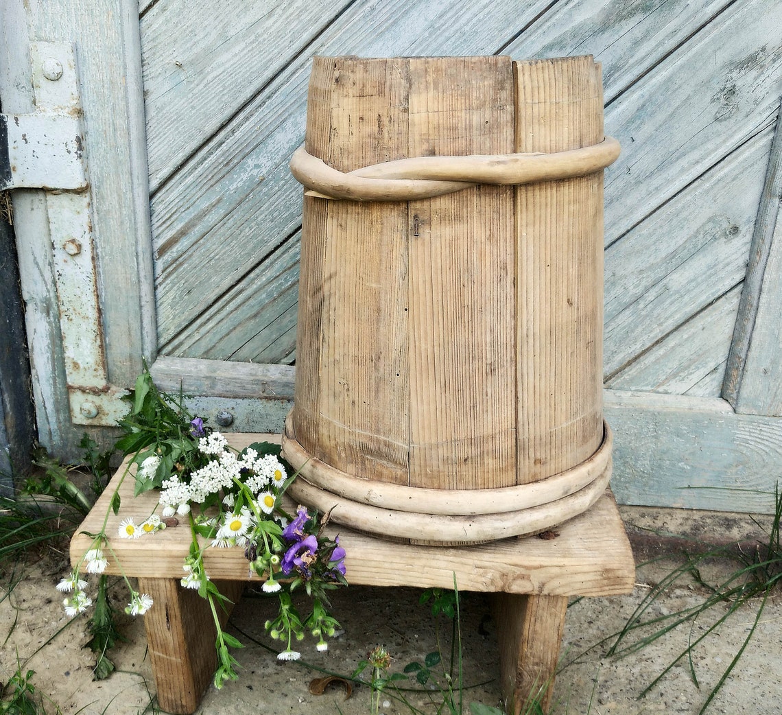 Large Wooden Vase Primitive Antique Vase Rustic Home Decor - Etsy