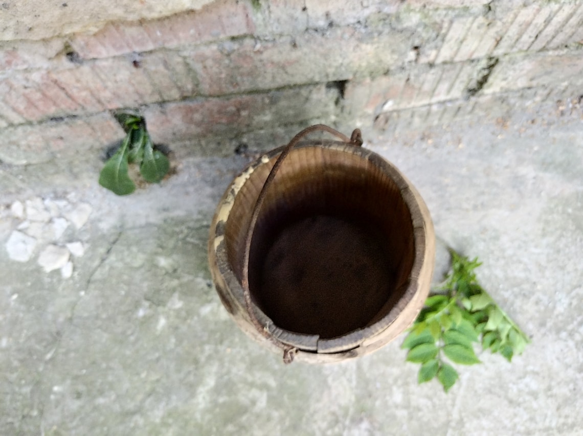 Rustic Home Decor Primitive Antique Bucket Wood Bowl Country - Etsy