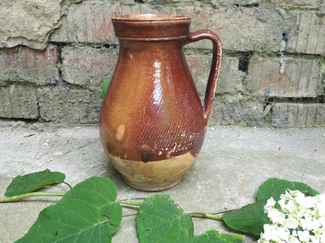 Rustic Pottery Jug Vase Primitive Antique Clay Pitcher Ukrainian ...