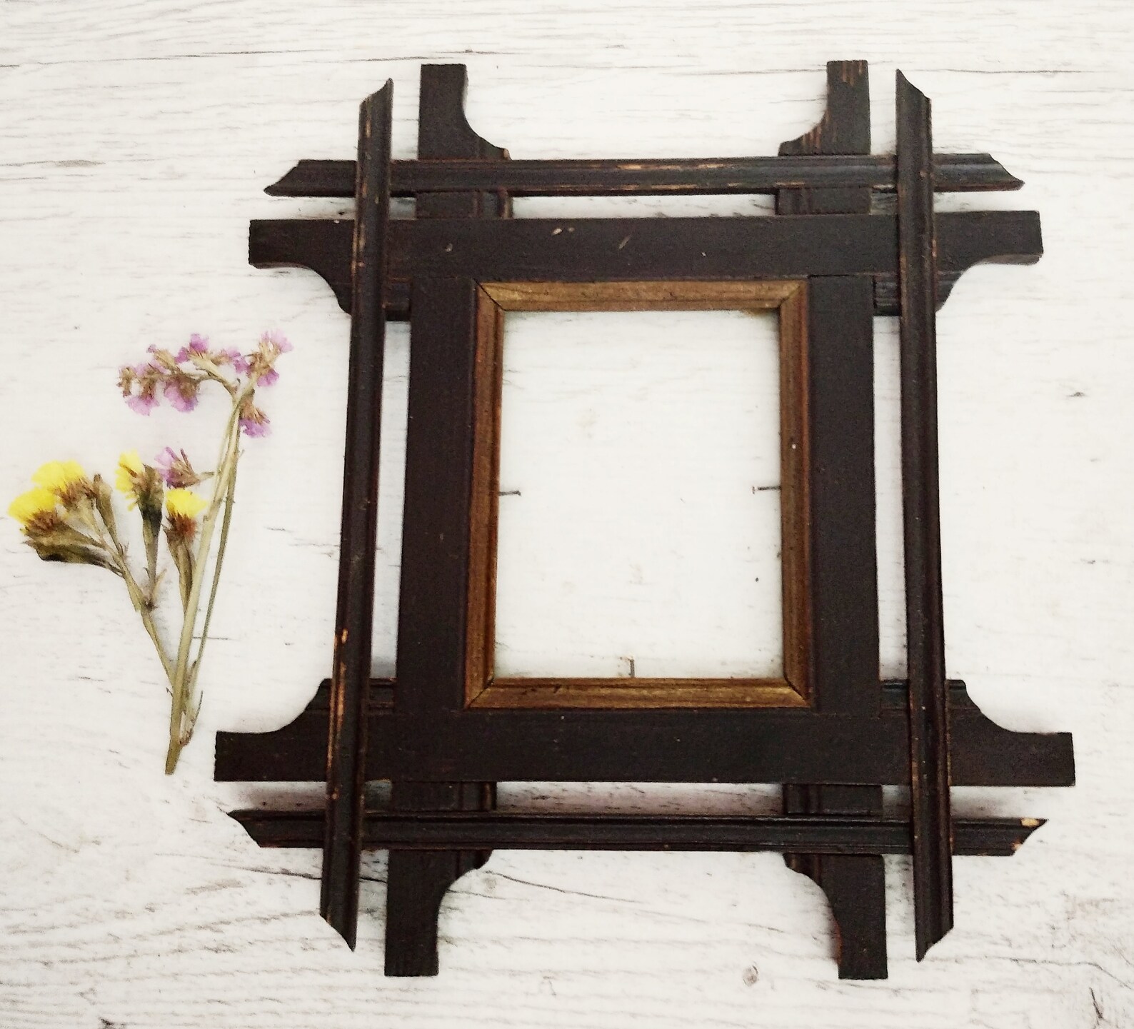 Antique Wood Frame Primitive Photo Frames Rustic Hand Carved | Etsy