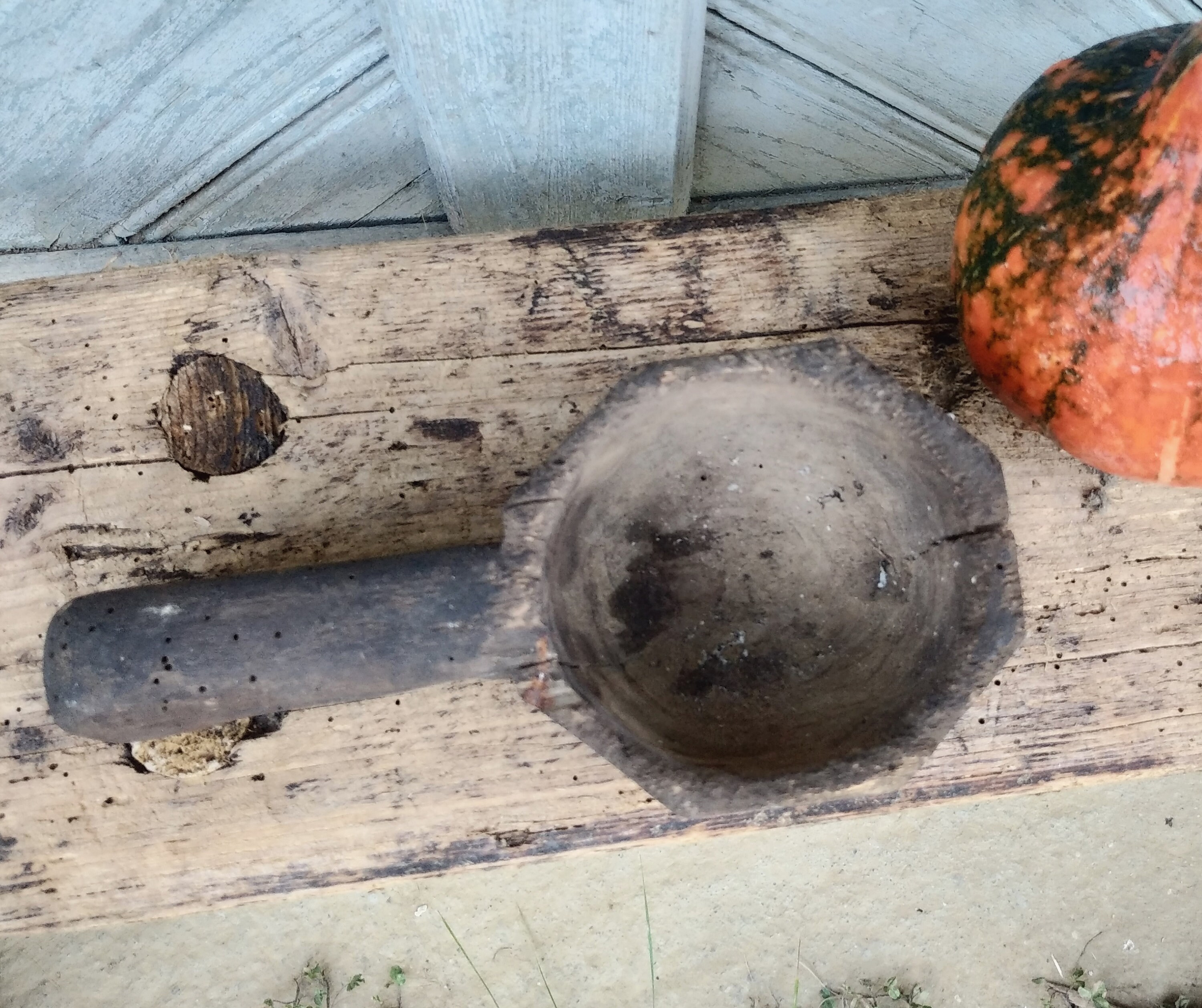 Antique Bowl Weathered Wood Ladle Rustic Wooden Mug With Handle ...