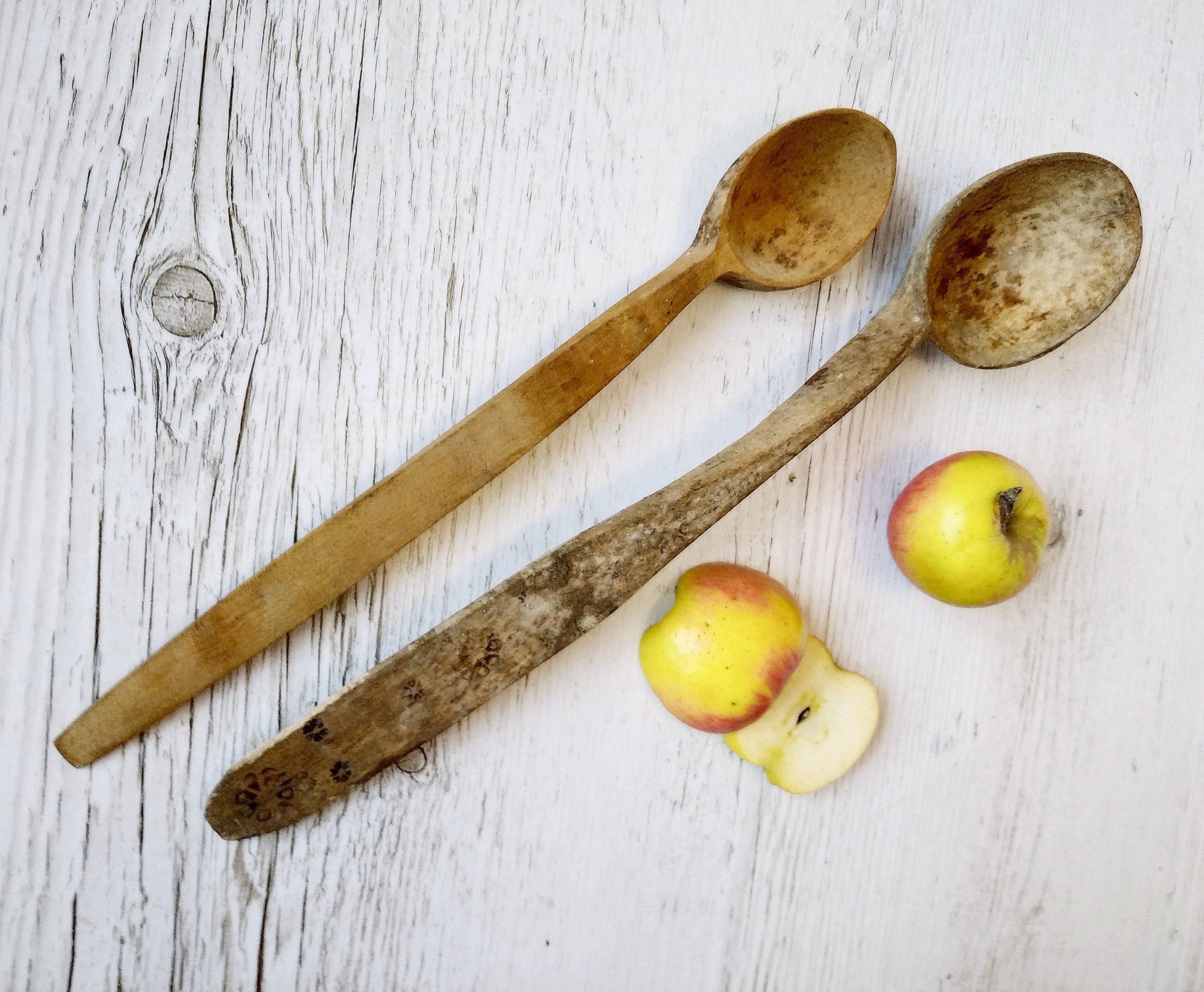 Large Wooden Spoons Set Hand Carved Wood Rustic Kitchen Decor Country ...