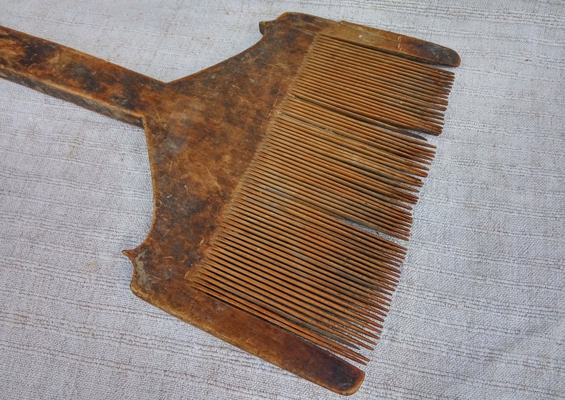 Primitive antique wooden wool comb Rustic home decor Country | Etsy