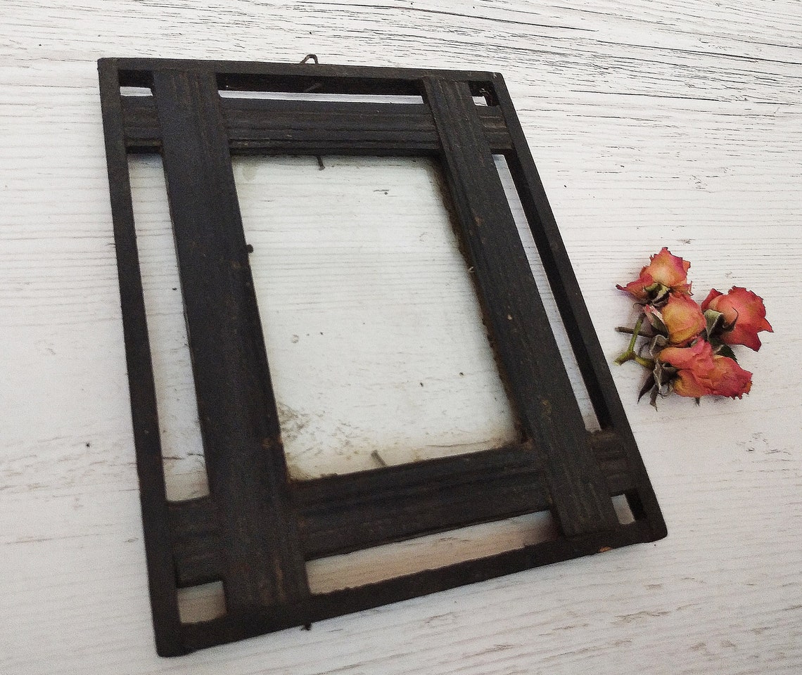 Antique Wood Frame Primitive Photo Frames Rustic Hand Carved Country ...