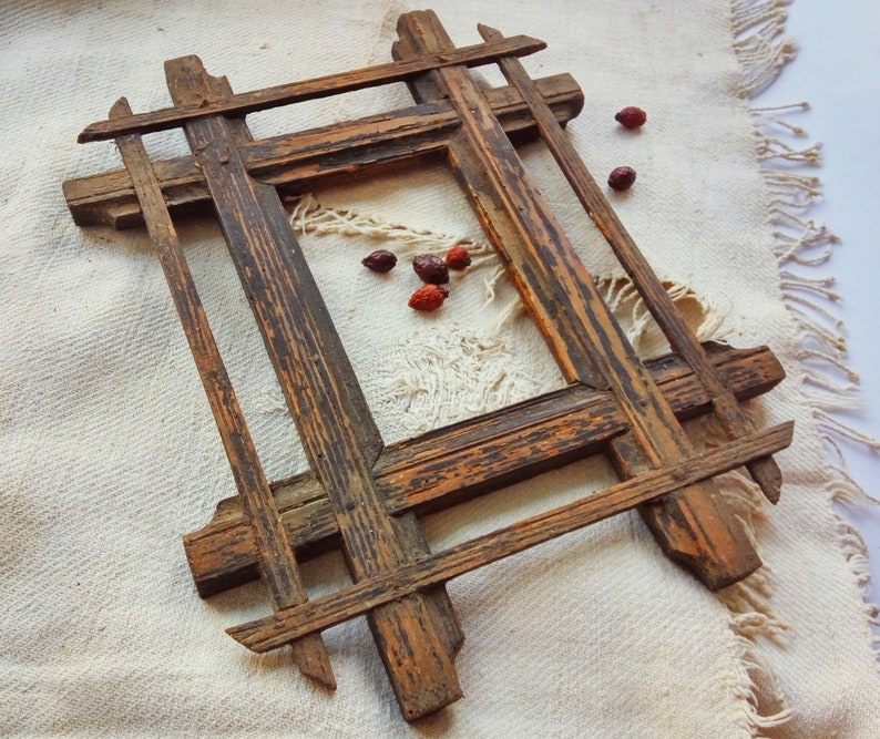 Antique wood frame Primitive photo frames Rustic Hand carved | Etsy