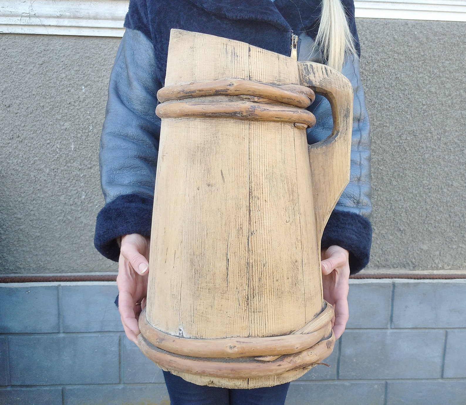 Antique Wooden Vase Tall Vase Primitive Country Decor Vintage Hand ...