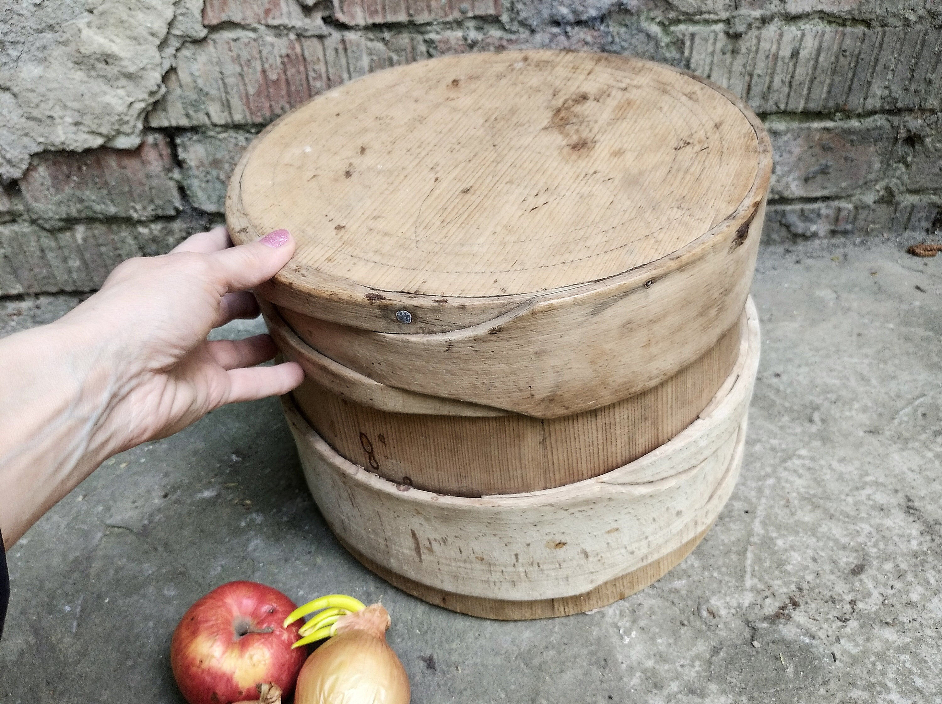 Primitive antique wooden box with lid made by unique | Etsy