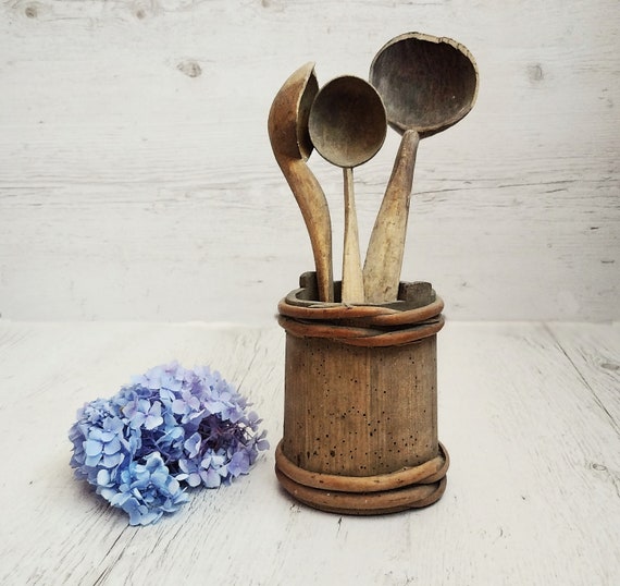 Kitchen Storage Container Wooden Box Antique Wood Vase | Etsy