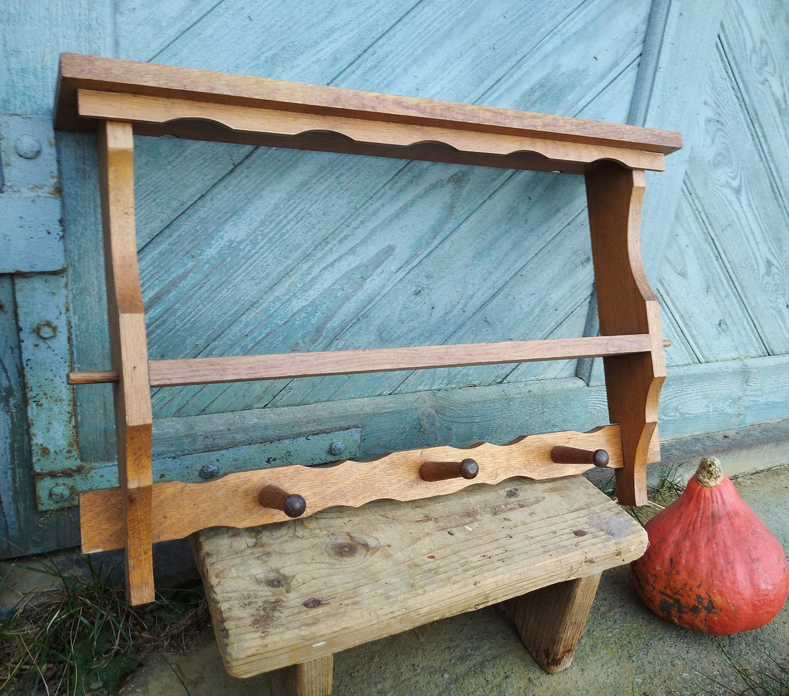 Rustic Wall Rack Wooden Towel Rack Farmhouse Kitchen Wall - Etsy