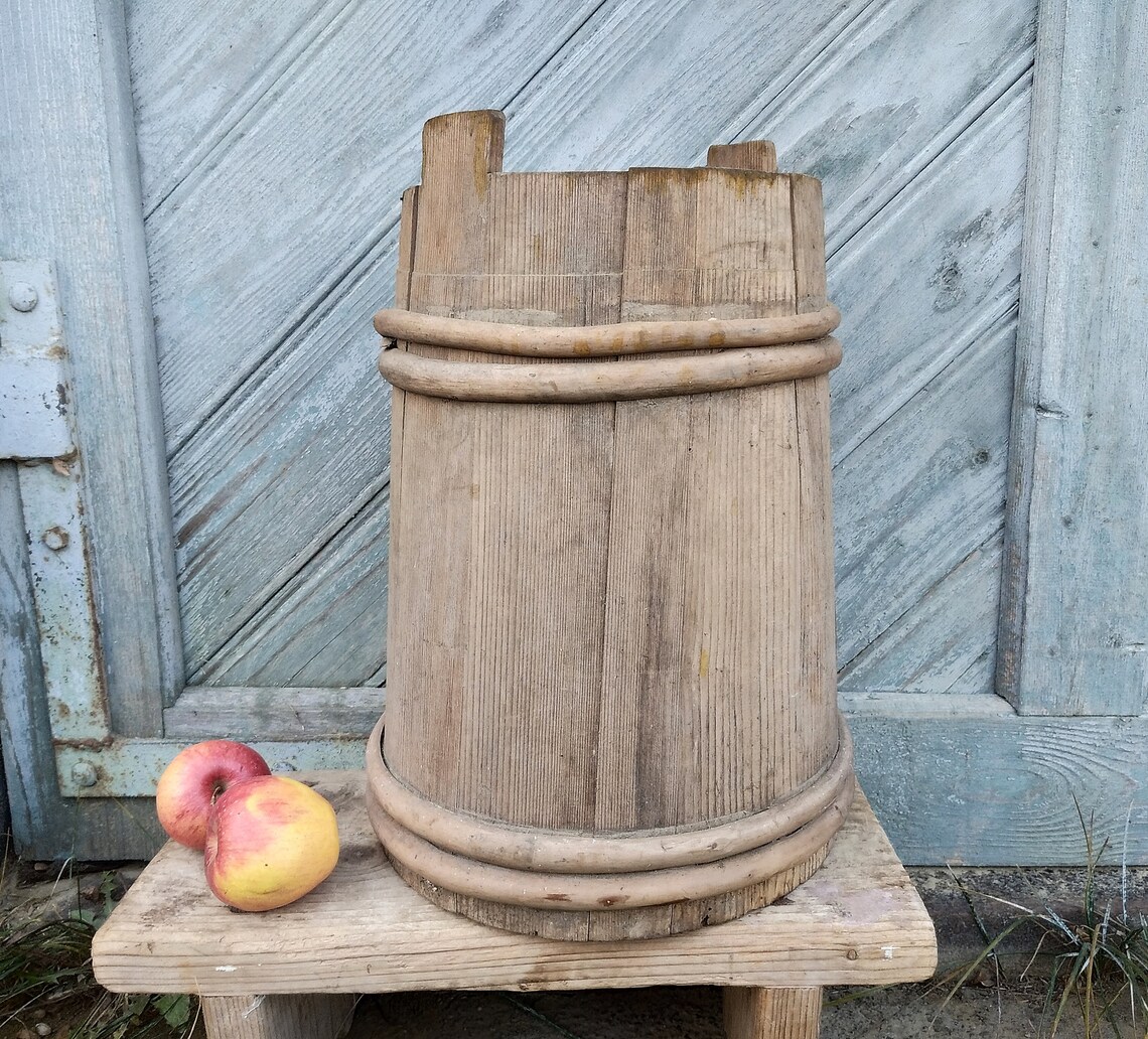 Primitive Wood Container Antique Hamper of Wood Rustic Cloth - Etsy