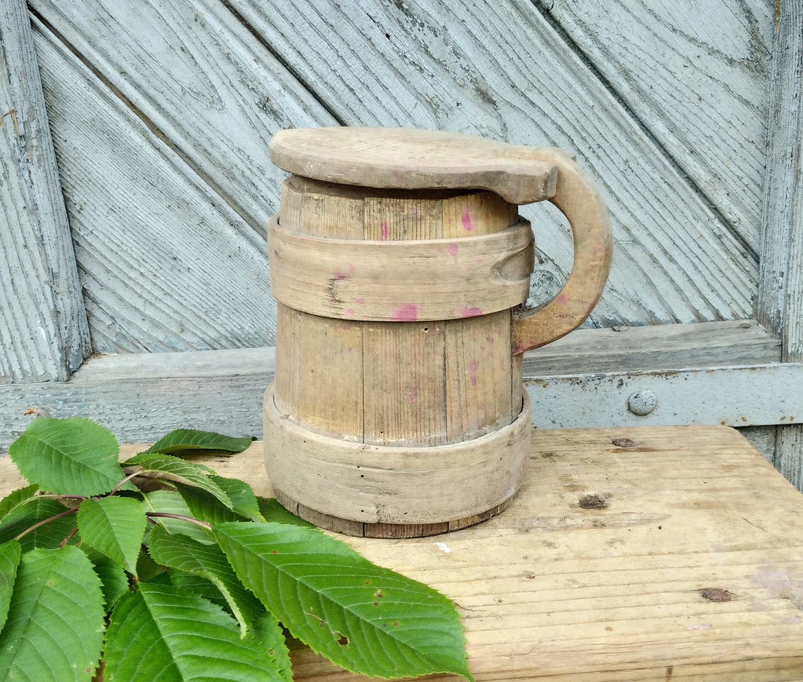 Primitive Antique Wooden Pitcher With a Lid Unique Ancient | Etsy