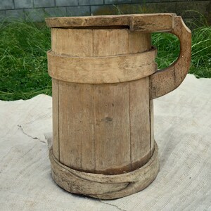 Antique box of wood XXL Rustic pail bucket with lid Wooden | Etsy