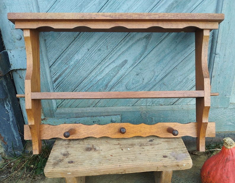 Rustic Wall Rack Wooden Towel Rack Farmhouse Kitchen Wall - Etsy