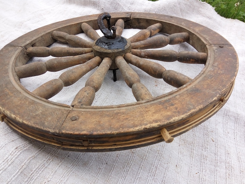 Antique Wheel From Spinning Wheel 1900s Eco Friendly Wooden | Etsy