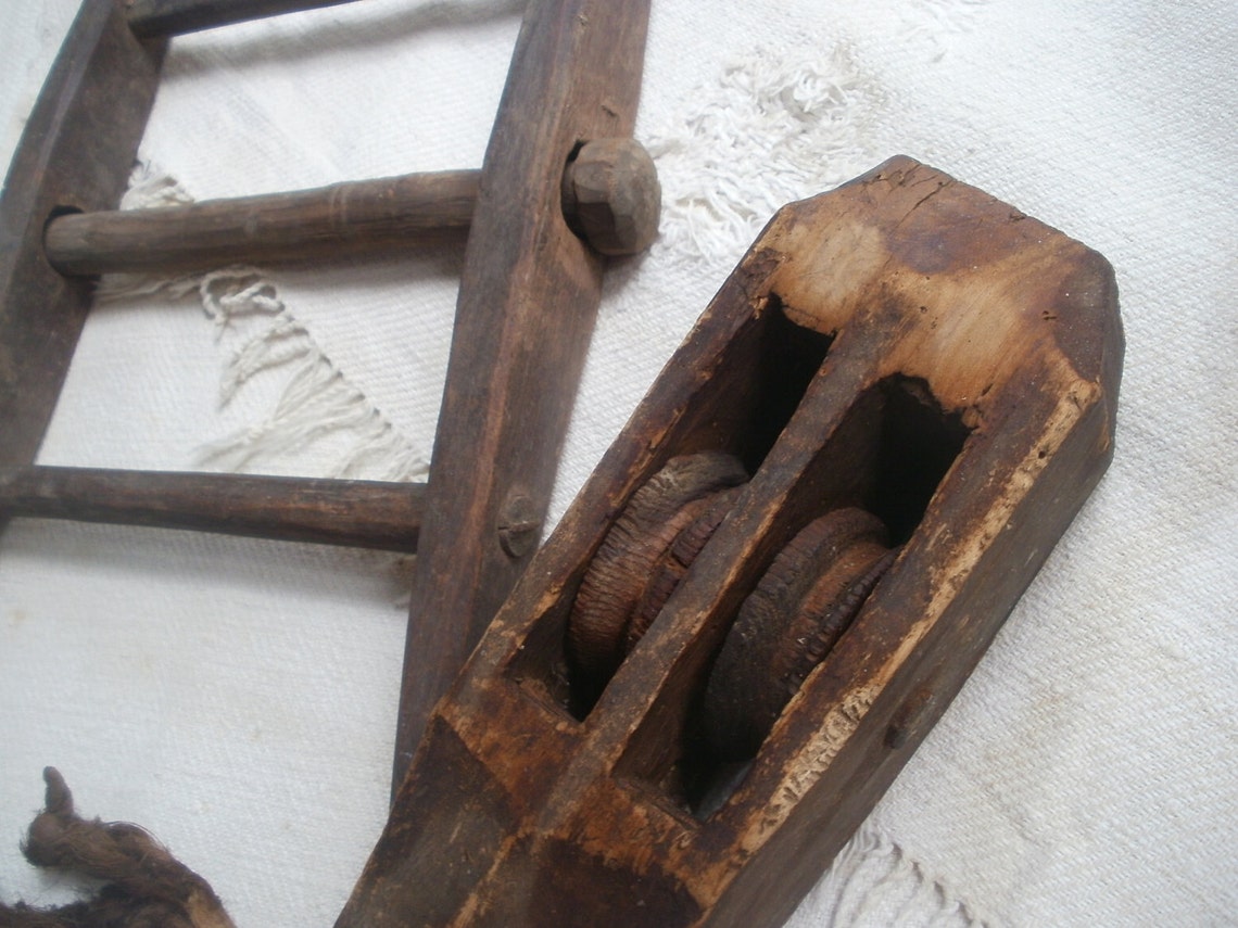 Primitive Antique Spinning Wheel Parts Weaving Loom Tools Wool Winder ...