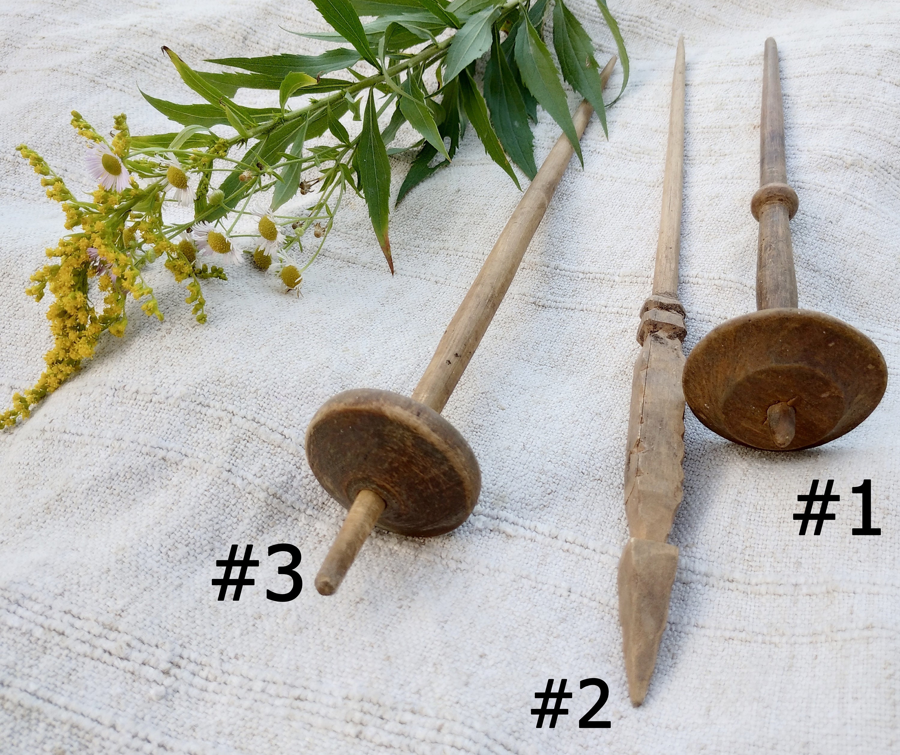 Antique weaving drop spindle set Old loom parts Ancient crafts | Etsy