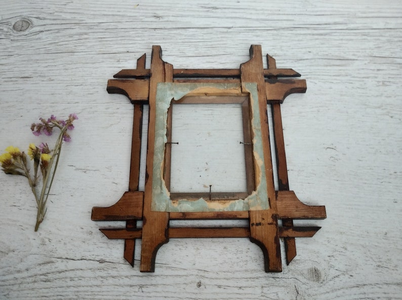 Antique Wood Frame Primitive Photo Frames Rustic Hand Carved | Etsy