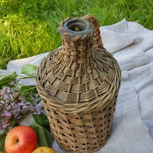 Antique demijohn Large wicker bottle Glass bottle Glas jars | Etsy
