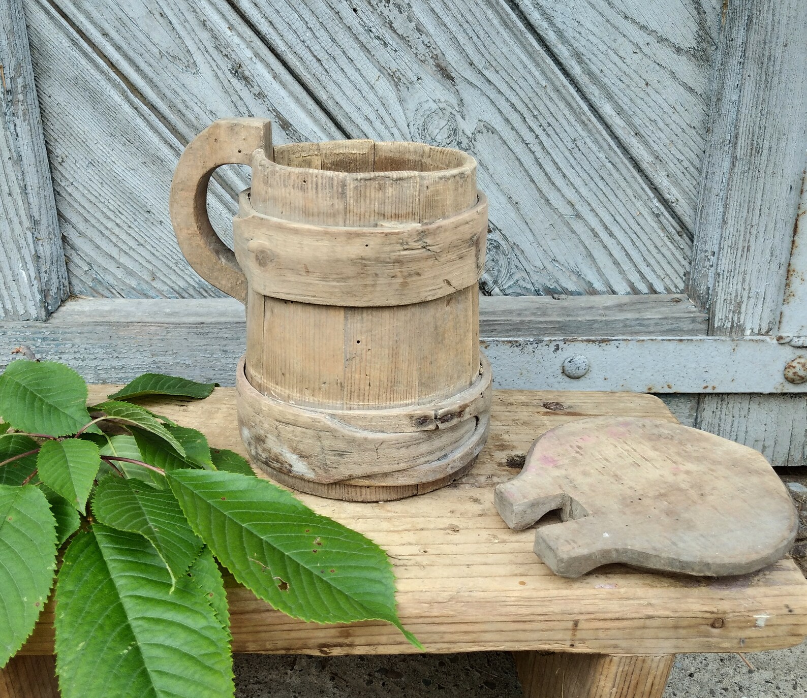 Primitive Antique Wooden Pitcher With a Lid Unique Ancient | Etsy