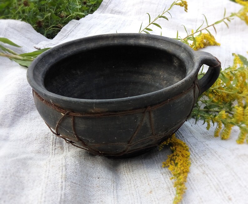 Antique Bowl With Handle Ceramic Bowl Ancient Ladle Rustic Home Decor ...