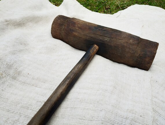 Real antique hammer Thors hammer Large hammer Wooden … - Gem