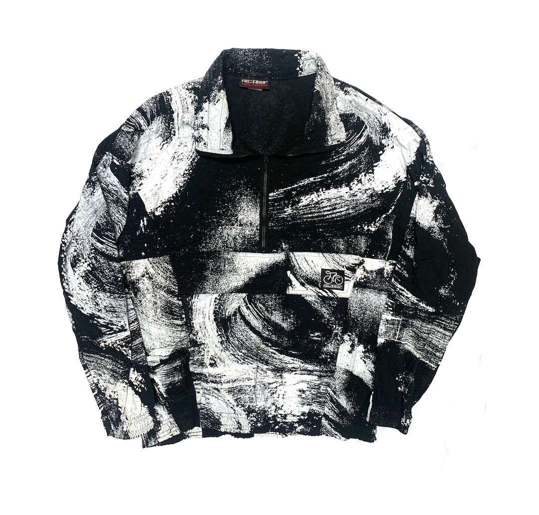 Vintage Splatter Paint Jacket Nashbar Black and White 80s 90s ...