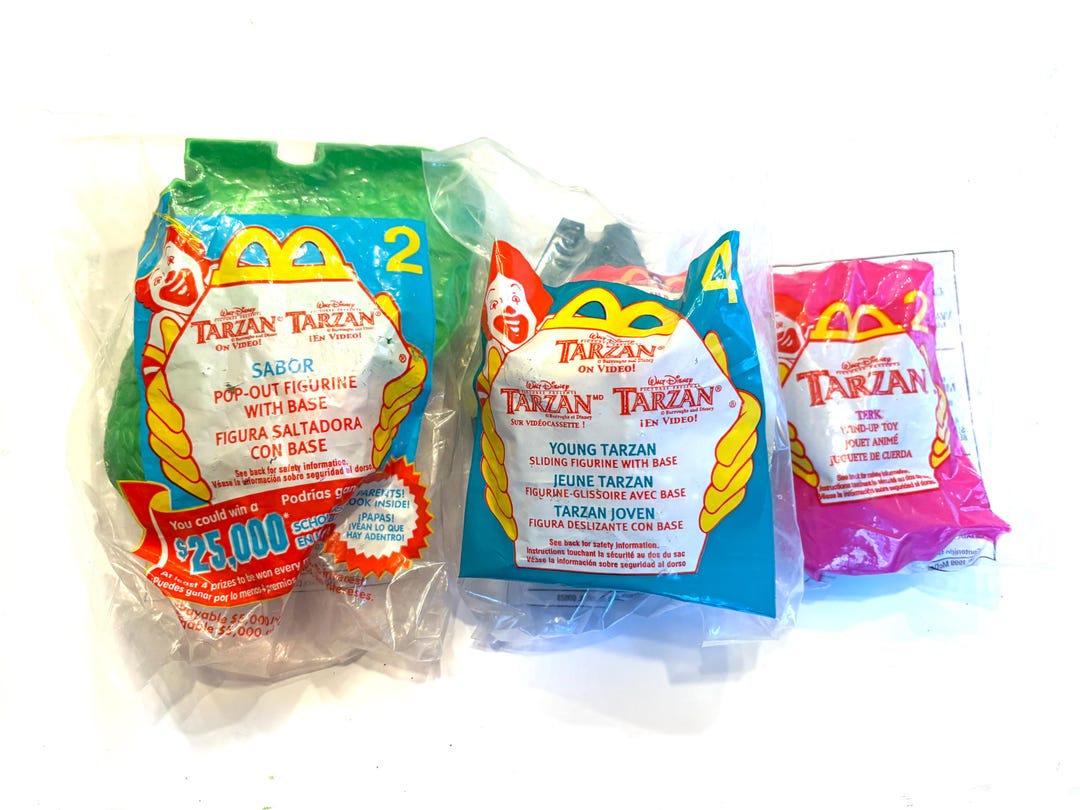 Vintage Disney Tarzan Happy Meal Mcdonalds Toys 1999-2000 Lot of 3 Toys ...