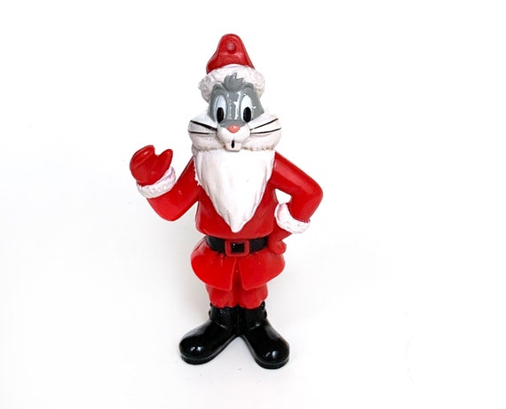Vintage 80s Bugs Bunny Santa Figure Ornament Looney Toons | Etsy