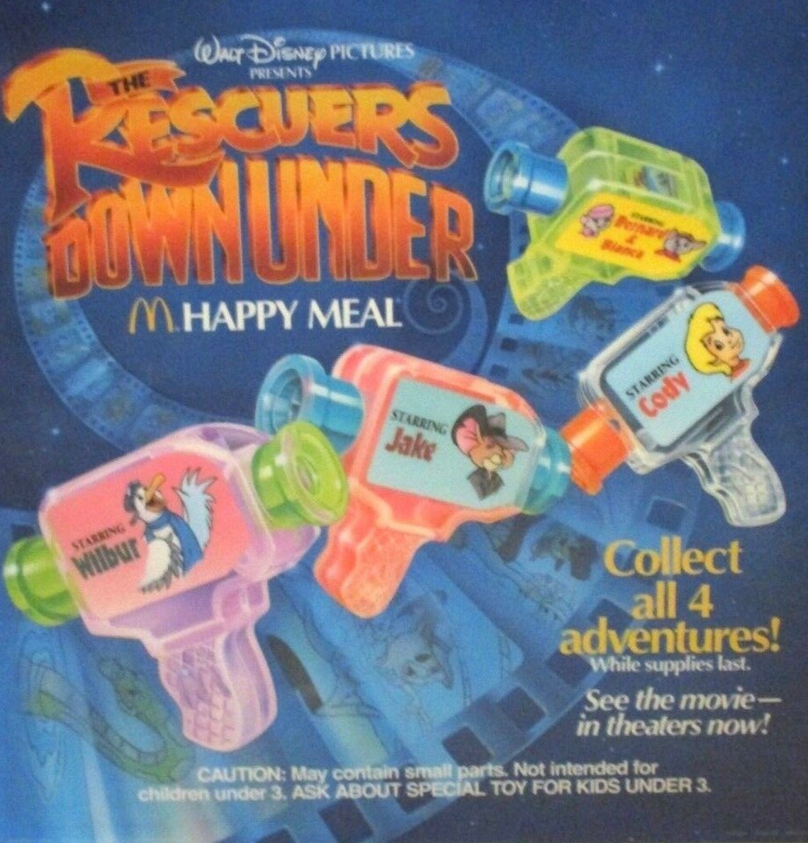 Vintage 80s Rescuers Down Under movie cameras happy meal | Etsy