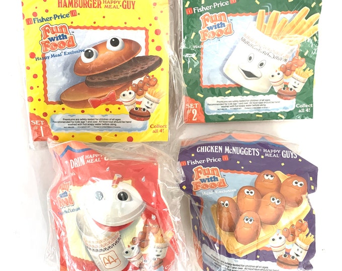 Vintage Fisher Price Fun With Food Mcdonalds Happy Meal Toys Sealed in ...