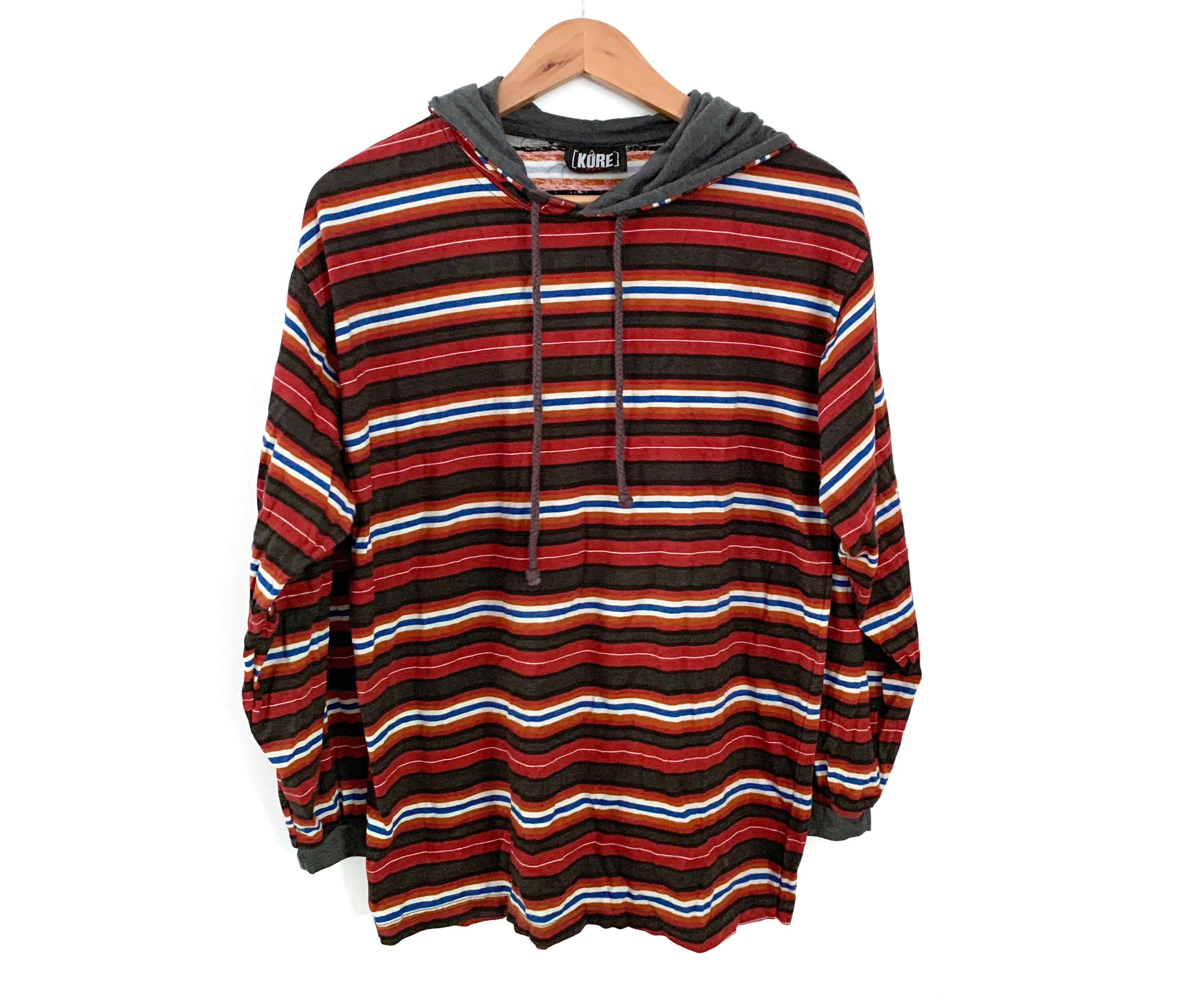 Vintage 90s Hoodie Striped Sweatshirt Long Sleeved Tshirt Vintage 90s Hoodie Striped Sweatshirt Long Sleeved Tshirt