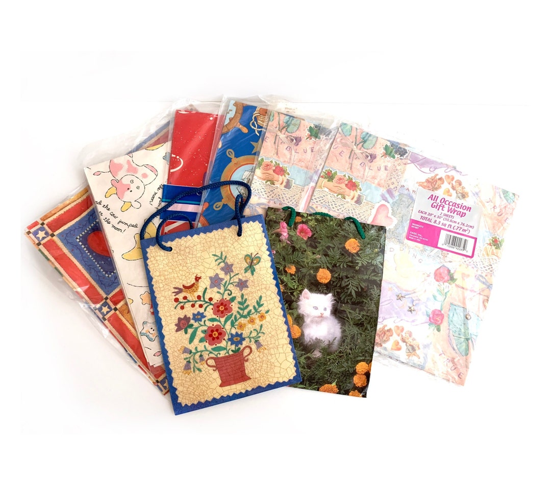 Vintage Wrapping Paper Lot 80s 90s Sealed Packages Gift Bags - Etsy