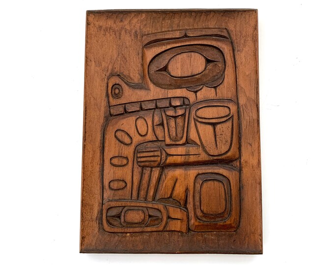 Ray Wesley Tsimshian Bear and Salmon Northwest Coast Hand Carved Wood ...