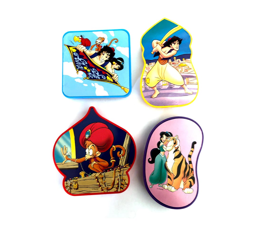 Vintage 90s Aladdin Disney Toy Boxes Lot Genie Abu Jafar Jasmine Burger ...