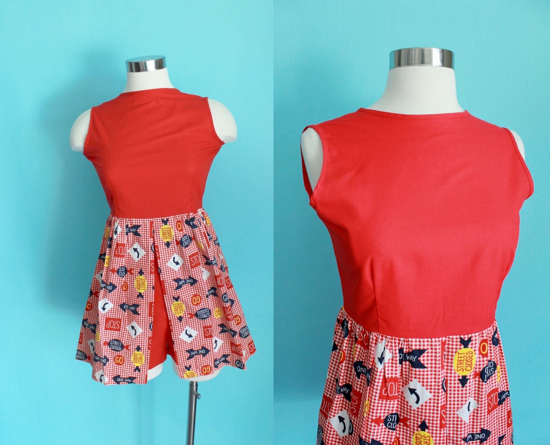1960s Stop Street Signs Novelty Print Playsuit | Size XS 32" in Bust - Etsy