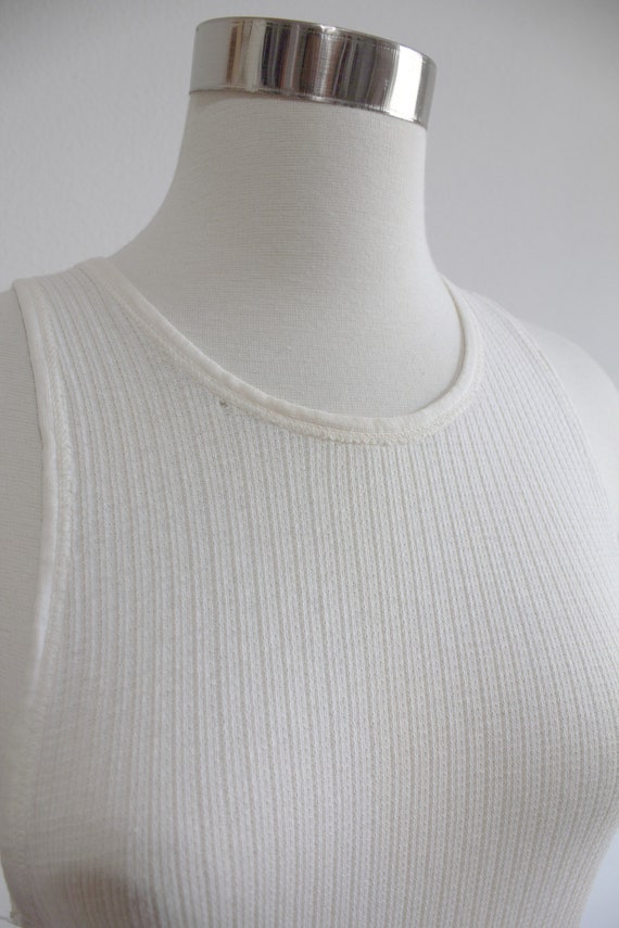 1950s Mens White Rib Knit Tank by Stanfield's | Size … - Gem
