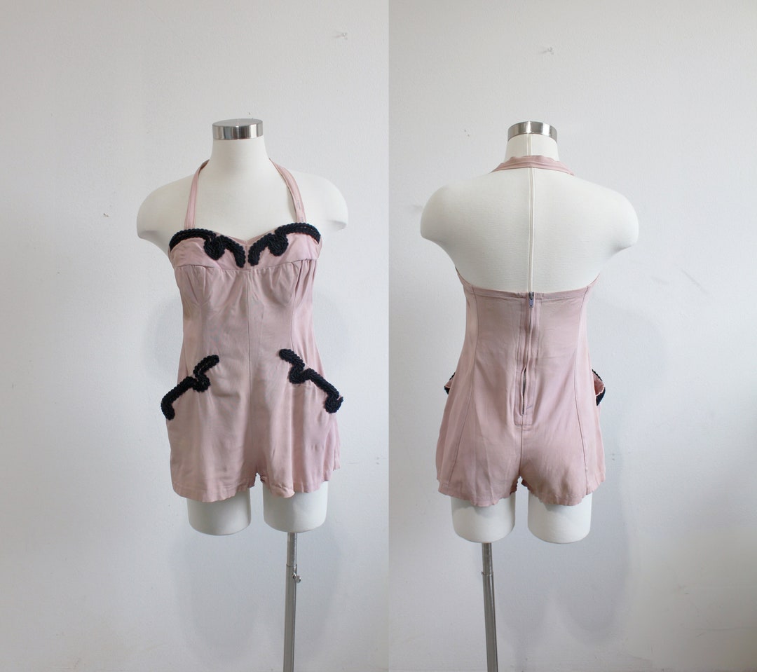 1950s Dusty Pink Patch Pocket Soutache Romper - Etsy