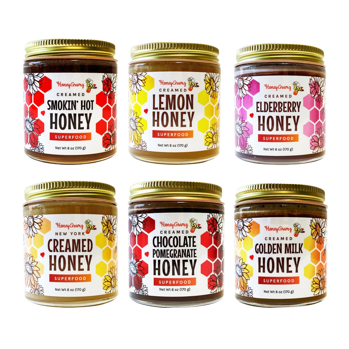Bee Happy 6 Pack Sampler of Superfood Creamed Honey - Etsy
