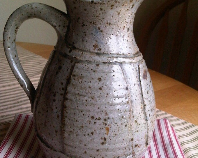 Vintage Gray Stoneware Pitcher - Etsy