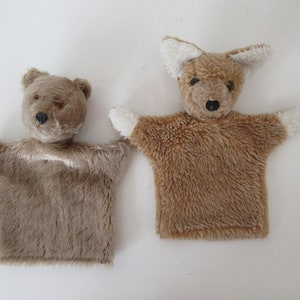 Vintage Pair Forest Critters Hand Puppets Fox & Bear Gloves Home ...
