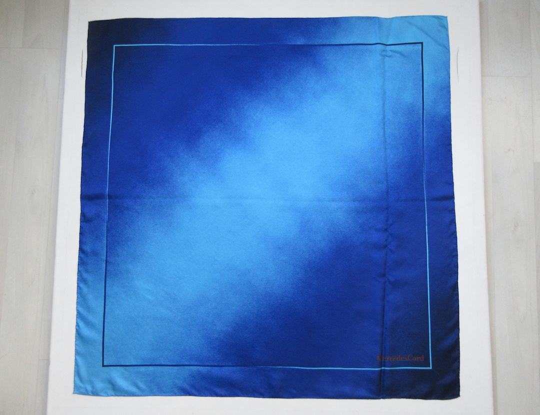 MERCEDES CARD Silk Scarf Advertising Accessory Hand Printed Hand Rolled ...