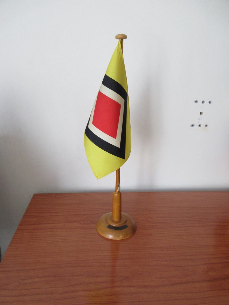 Antique Desk & Table Wooden Stand with Silk Flag | Etsy