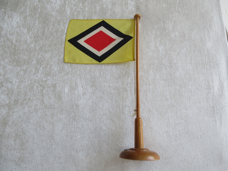 Antique Desk & Table Wooden Stand with Silk Flag | Etsy