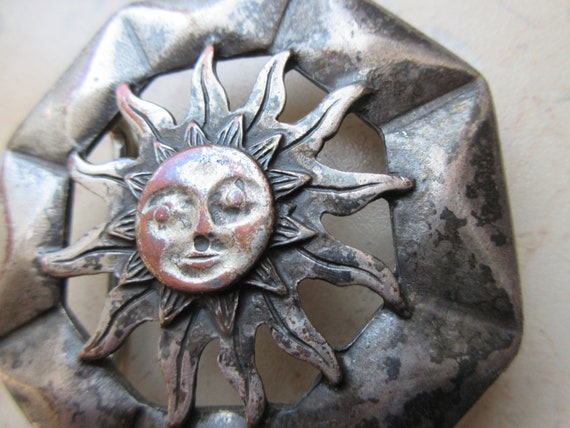 80s DAM Buckle Sun Face Octagon Shape French Vintage … - Gem