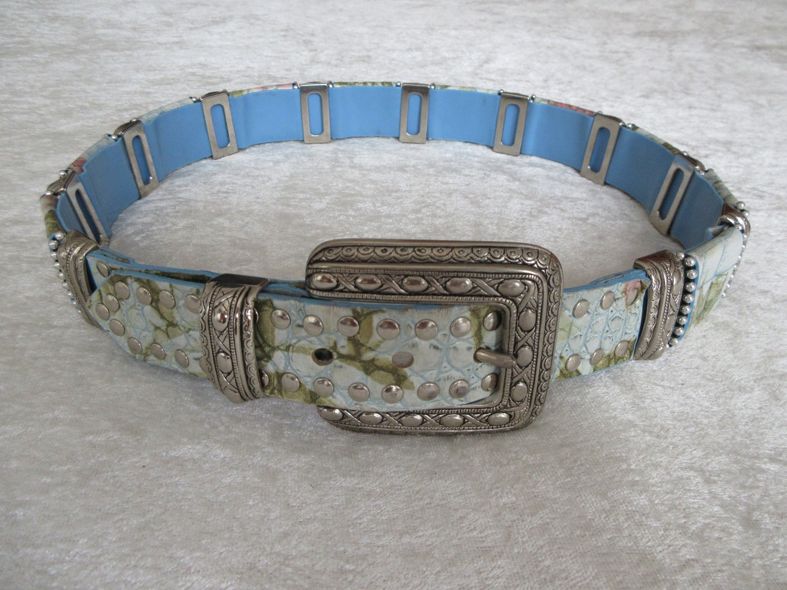 WOW NANNI MILANO Women's Leather Belt Embossed Floral - Etsy