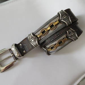 WOW NANNI MILANO Women's Leather Belt Mesh & Chain Brown - Etsy