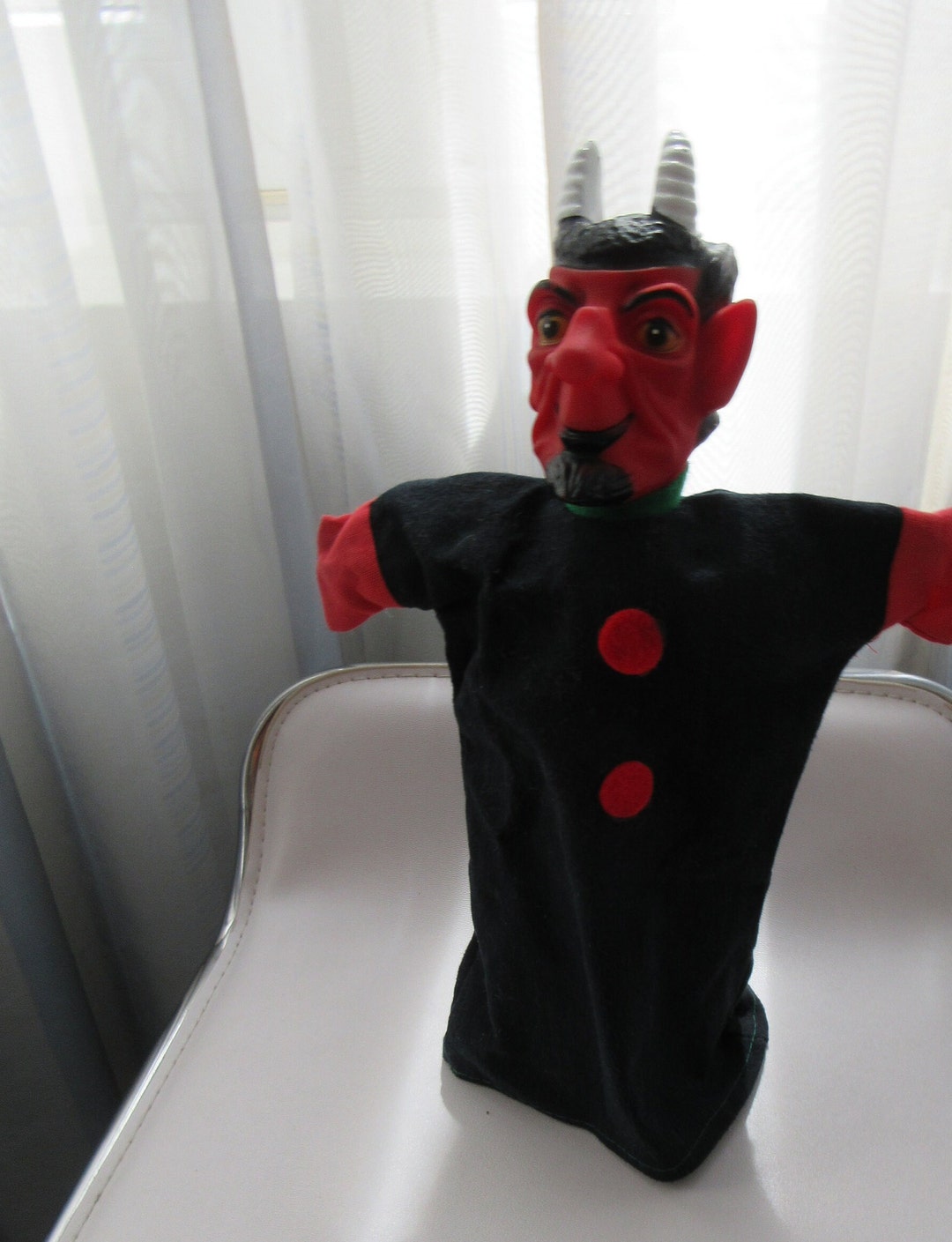 Vintage Devil White Horns Hand Puppet Satan Glove Hell Demon Character ...