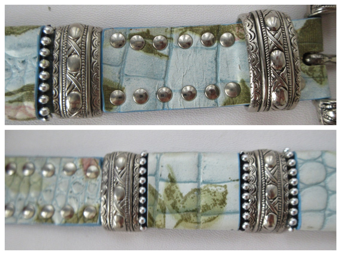 WOW NANNI MILANO Women's Leather Belt Embossed Floral - Etsy